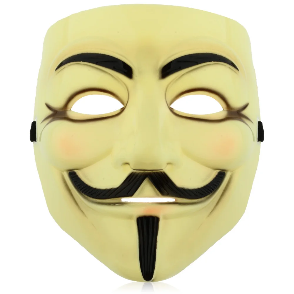 Scary Mask Halloween V for Vendetta Anonymous Mask for Adult Yellow-in ...