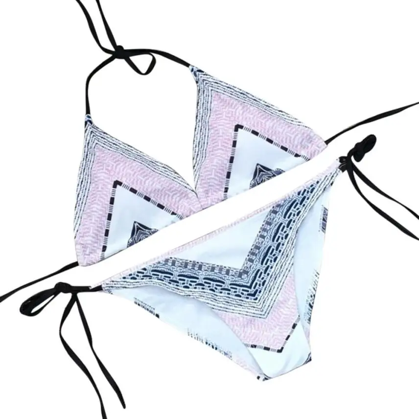 Womail Women Bikinis Push Up Bikini Set Geometry Swimwear Slim Print