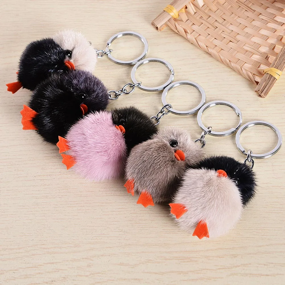 Cute Mink Hair Mini Chick Soft Animals Stuffed Plush Toys Keychain like ...