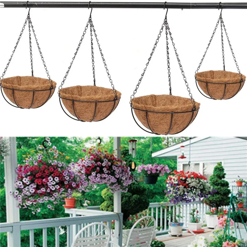 מוצר - Wrought Coconut Half Round flowerpot Hanging Pots Window Rattan ...