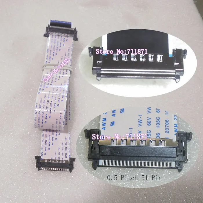 50cm 0.5 Pitch 51Pin 4K HDTV Flexible Flat Cable Spacing 0.5mm 51P FFC ...
