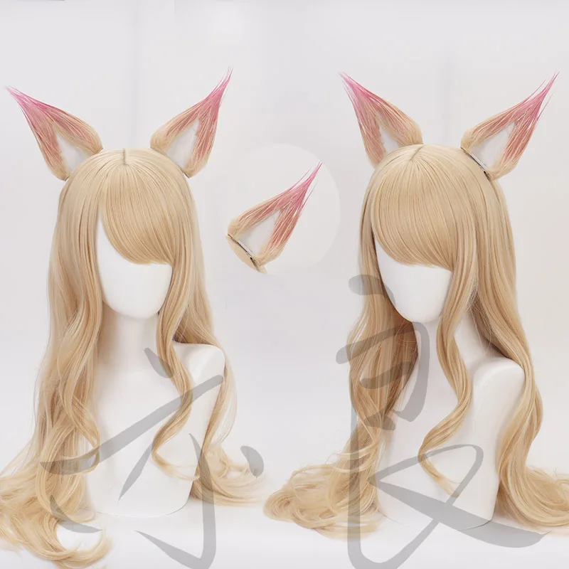 Lol League Of Legends Kda Ahri Cosplay Wig Long Straight Blonde Wavy ...