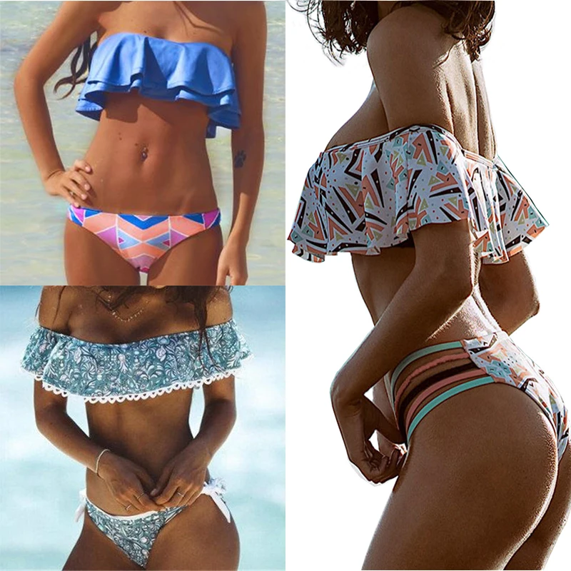 Buy Kingtut Yong Lady Ruffle Bikini Set Sexy Off The Shoulder Swimwear Women