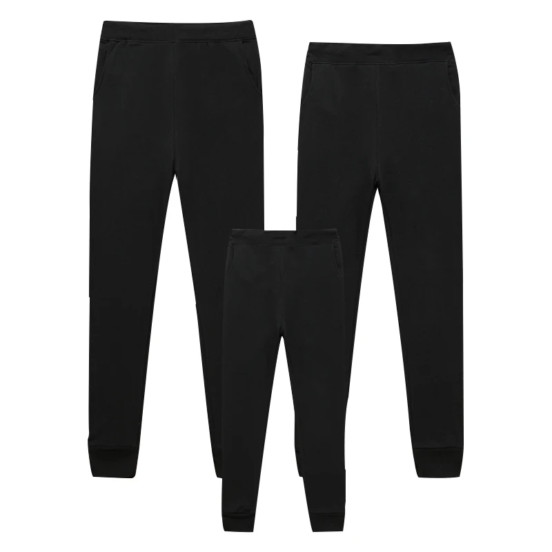 Family Pants Spring Cotton Wild Solid Black Gray Mom Daughter Clothes ...