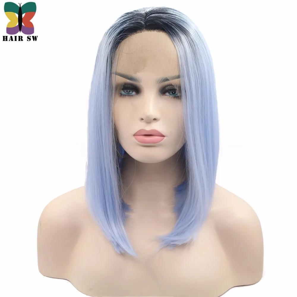HAIR SW Short Bob Straight Synthetic Lace Front Free Part Wig Heat ...