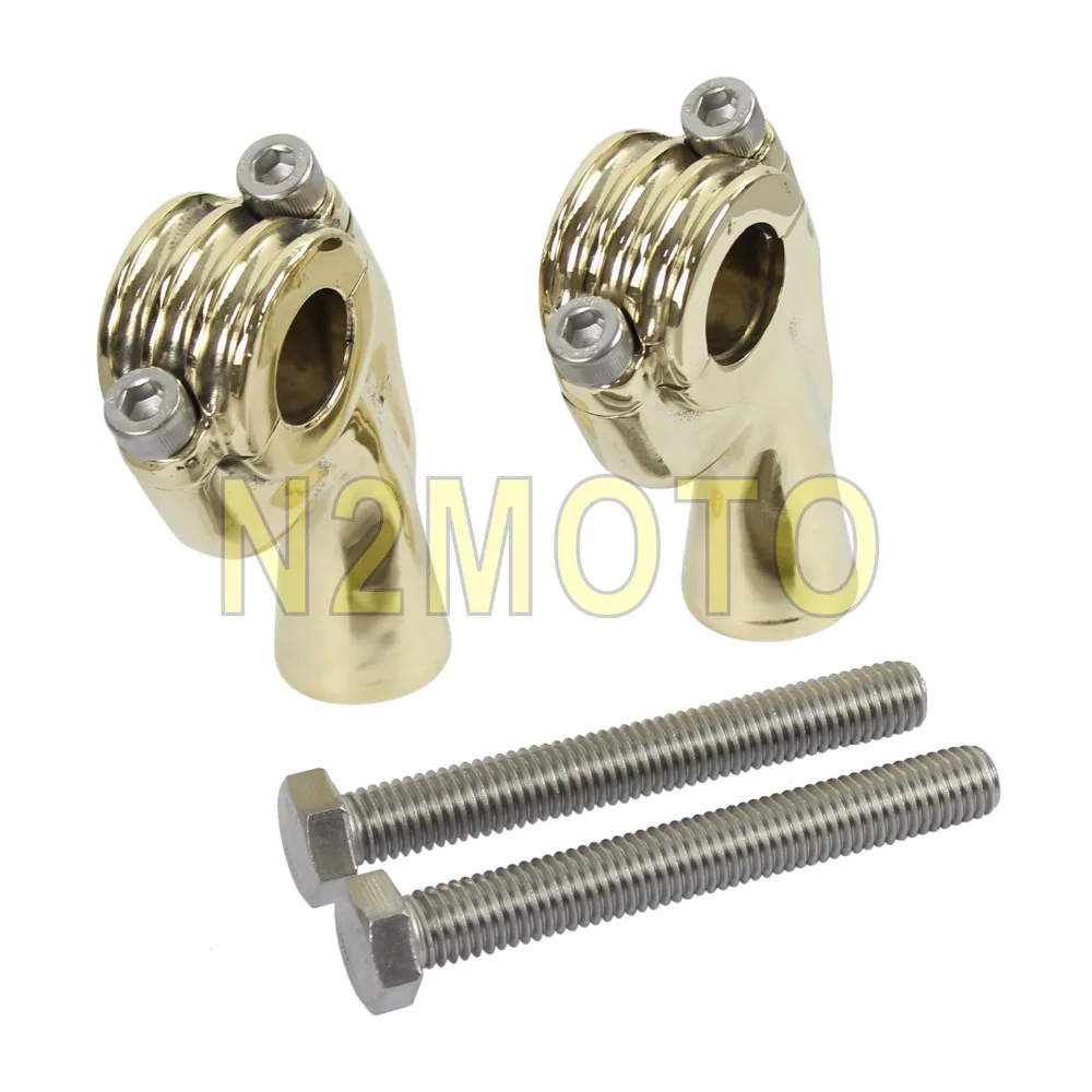 Solid Brass Motorcycles Old School Bent Finned 2 5/8" Handlebar Risers ...