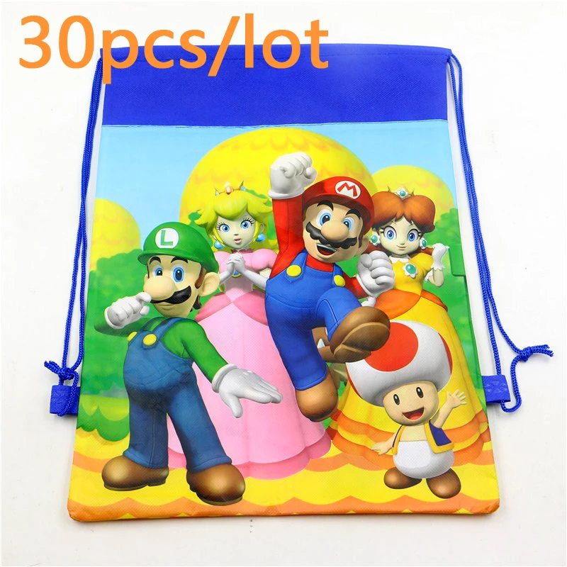 Mario and princess Non Woven Fabric Drawstring Bags Baby Shower ...