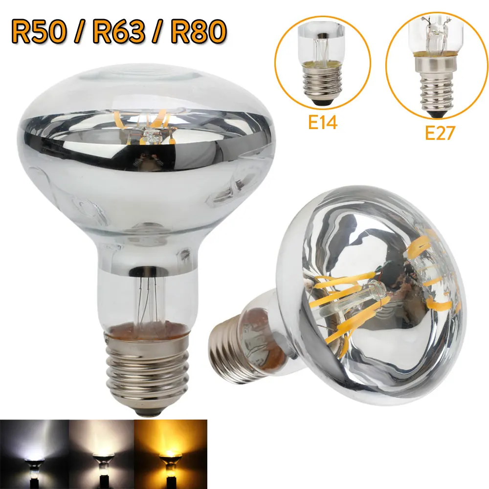 E27 LED Bulb Filament Lamp R50 R63 R80 Real Power 3W 4W 5W 220V E14 ...