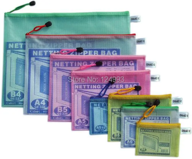Office-paper-document-zipper-bag-pvc-netting-file-stand-up-pouch-mini ...