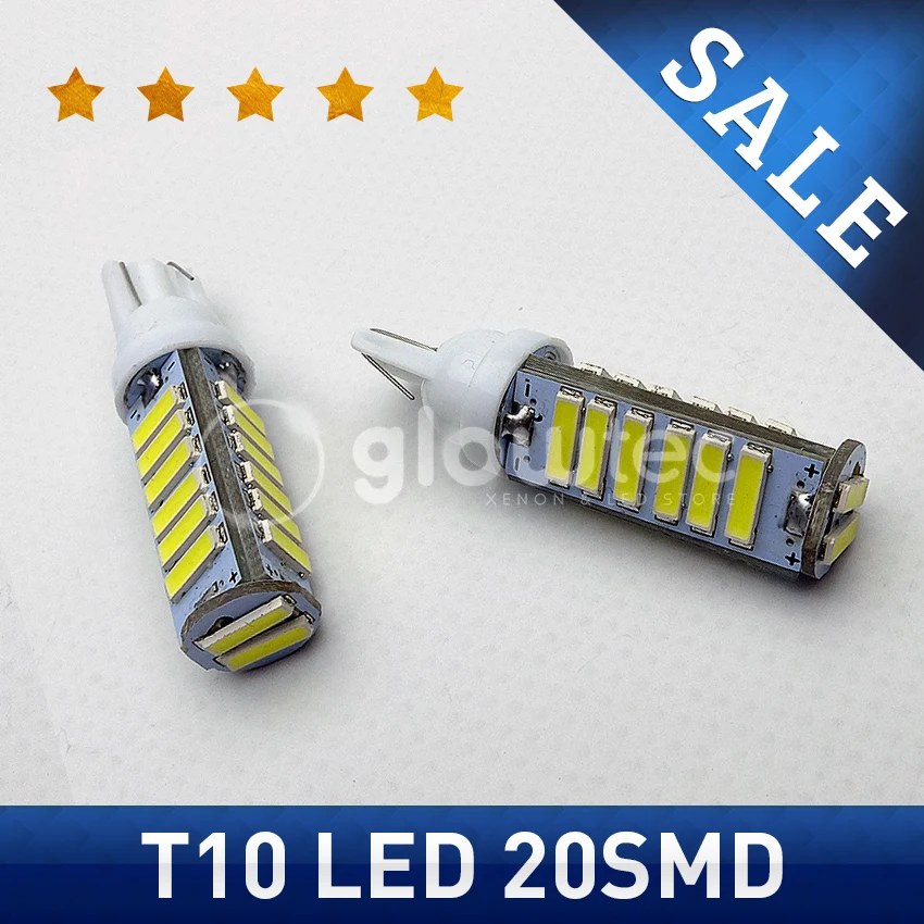 1pair Led T10 7014 20smd LED T 10 White Car Light Wedge Bulb Lamp DC12V GLOWTEC|led t10|t10 ...