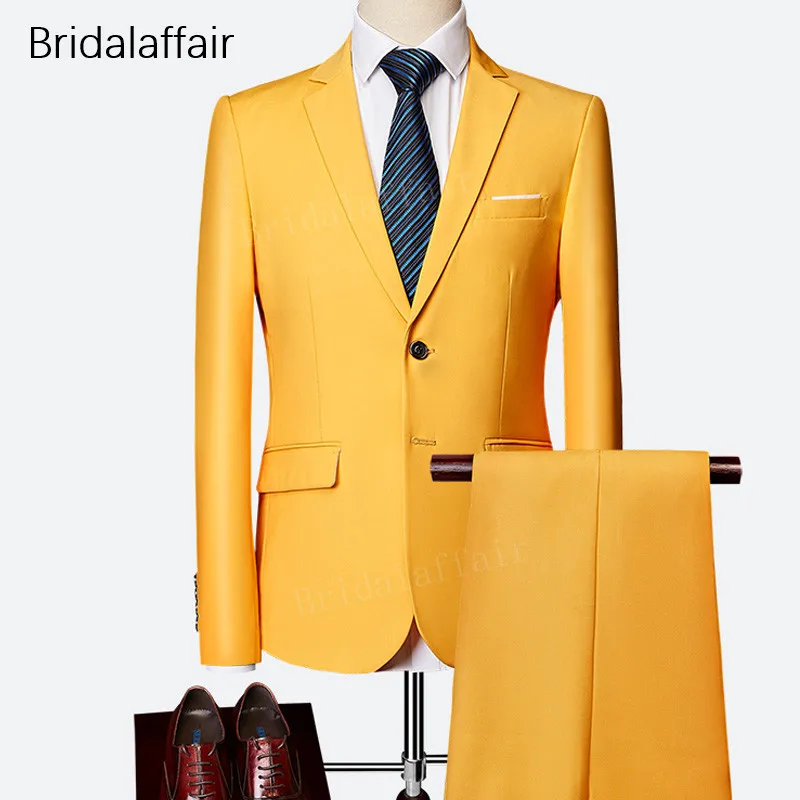 KUSON Yellow Formal Mens Suits for Wedding Prom Groom Tuxedos Formal ...
