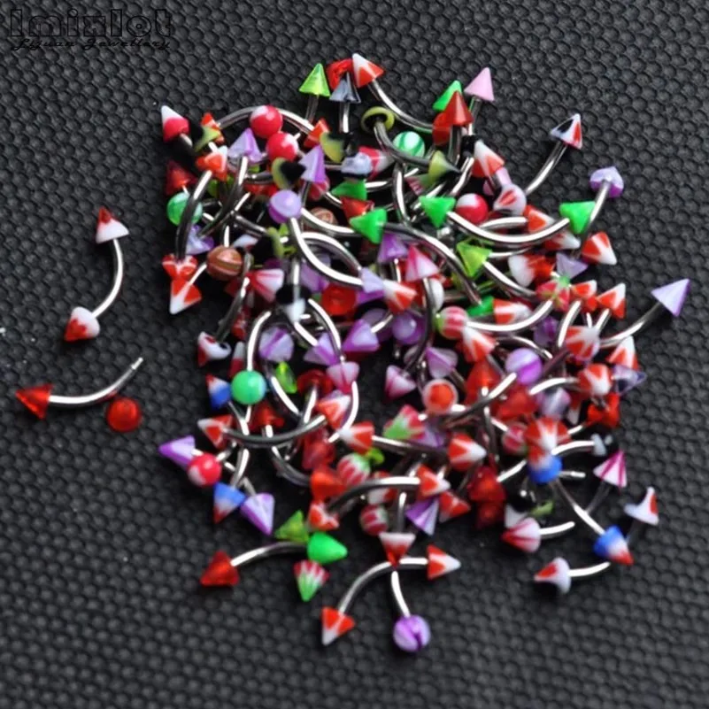 10pcs Chic Body Jewelry 18G Punk Spike ball UV Eyebrow Piercing Tragus ...