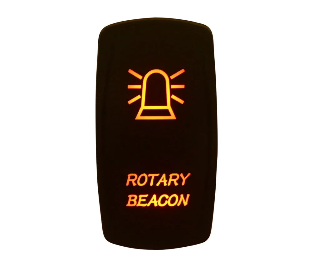 Marine Grade Waterproof IP66 ROTARY BEACON Rocker Switch AMBER Led lamp ...