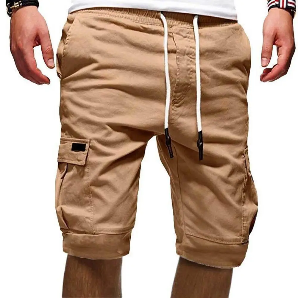 men-shorts-summer-casual-men-solid-color-cargo-shorts-multi-pockets