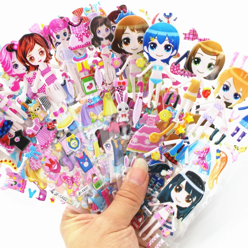 8 Sheets toy for Girls children bubble stickers Cute DIY Stickers ...