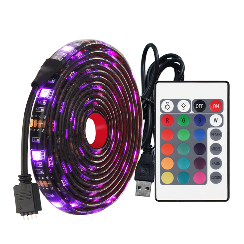 5V USB Led Strip RGB 5050 50cm 1m 2m with 20key IR remote Controller ...