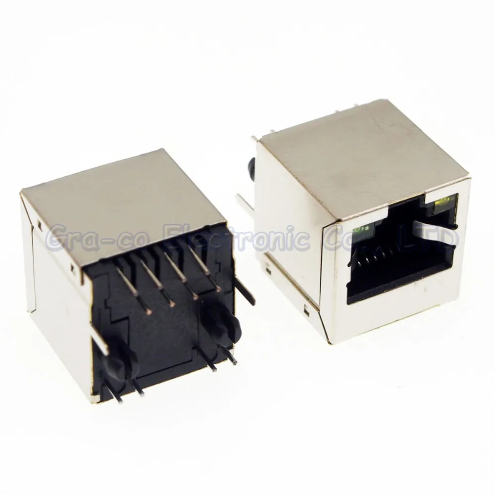 25pcs Rj45 Network Jack Female Socket 5224+led Lan Connector With ...