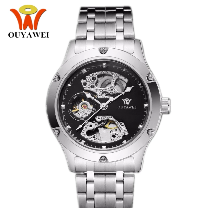 OUYAWEI Luxury Brand Automatic Mechanical Wristwatch Man Male Black ...