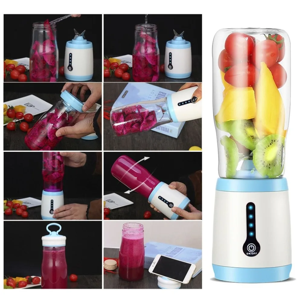 222W 500ml 2-in-1 Electric Juice Maker Mini Portable Cup Juicer Blender ...