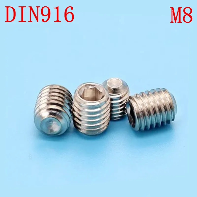 100pcset Din916 M88 To 20mm Stainless Steel Metric Thread Grub Screws Cup Point Hexagon Socket