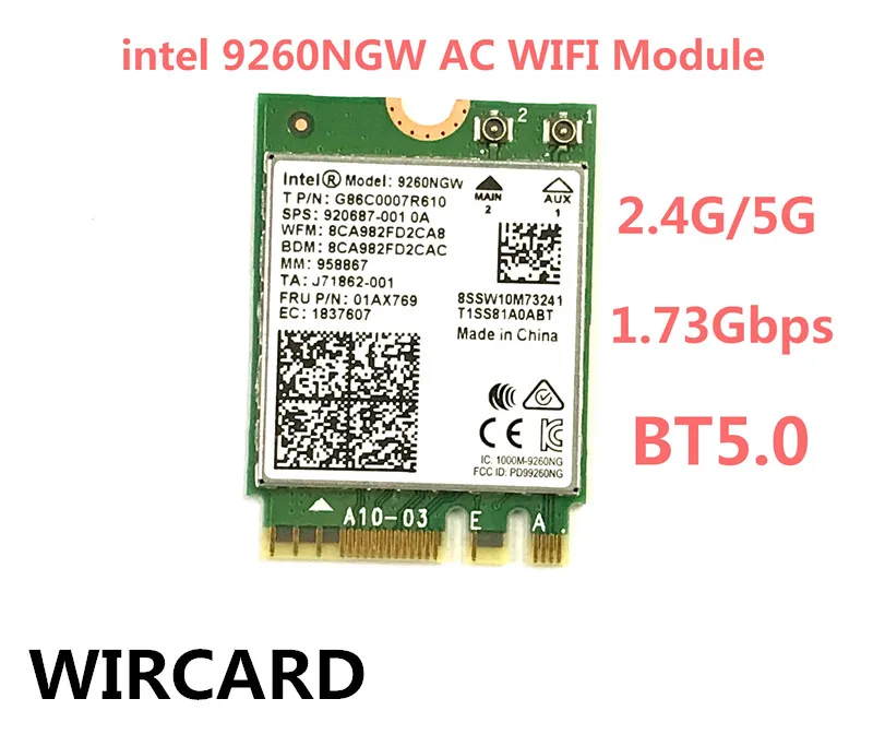 1730Mbps Wireless 9260NGW Wifi Network Card For Intel 9260 Dual Band ...