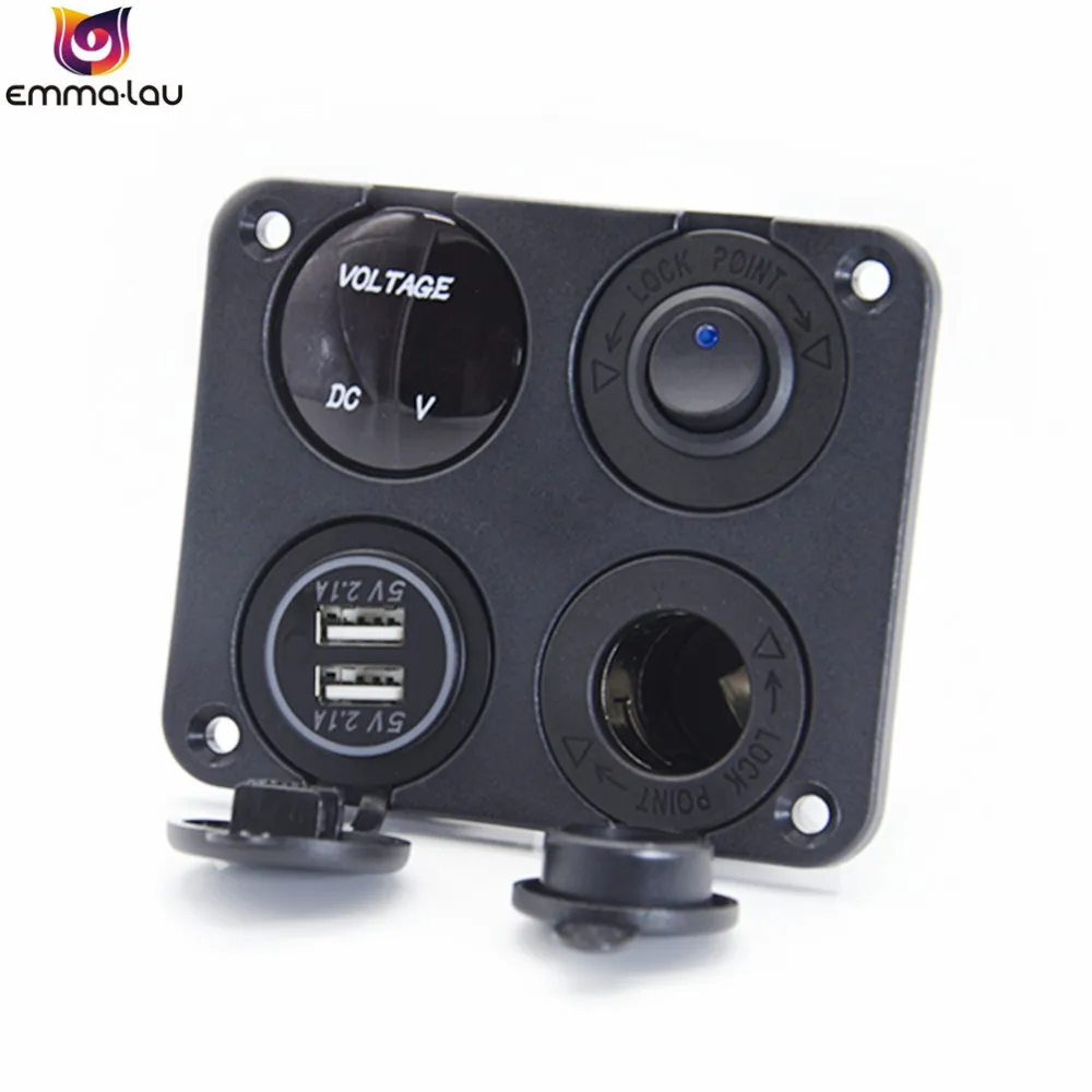 Dual USB Adapter 2.1A+LED Voltmeter +12V Power Outlet +ON OFF Toggle ...