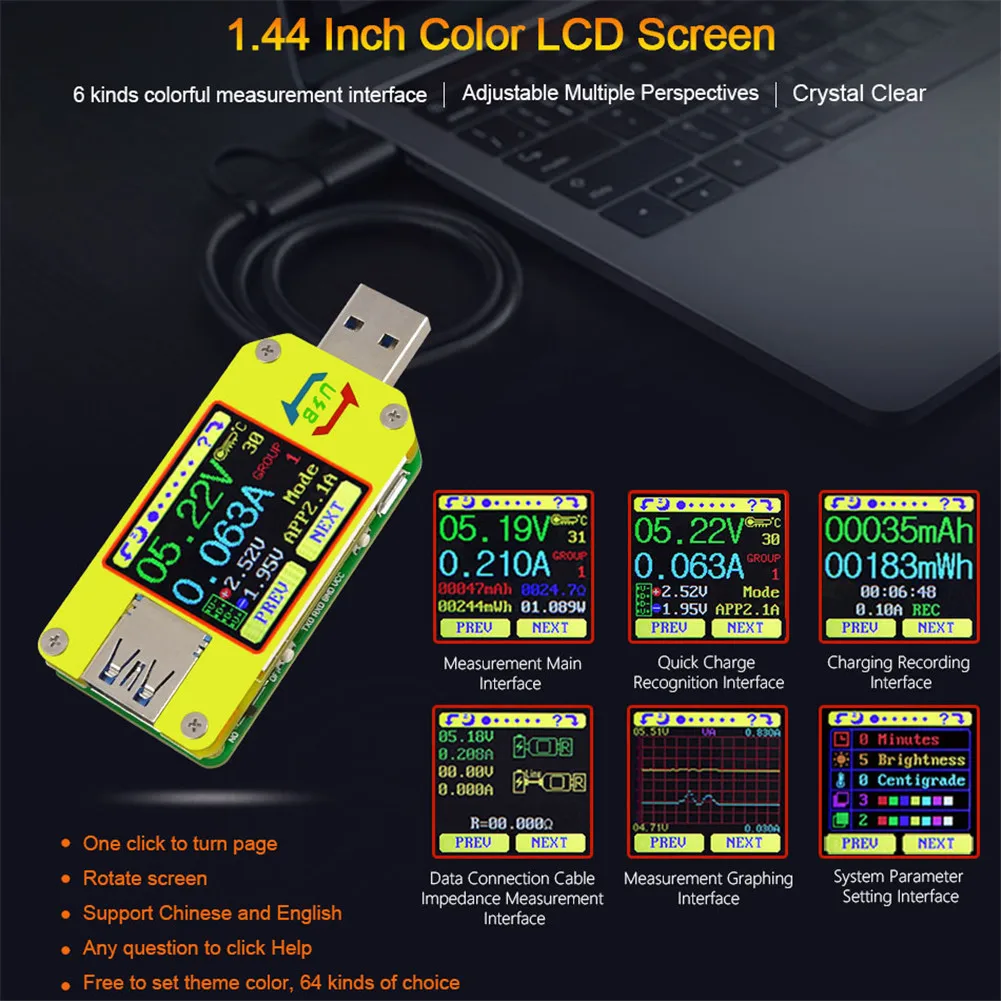 New UM34 UM34C For APP USB 3.0 Type-C DC Voltmeter Ammeter Voltage ...