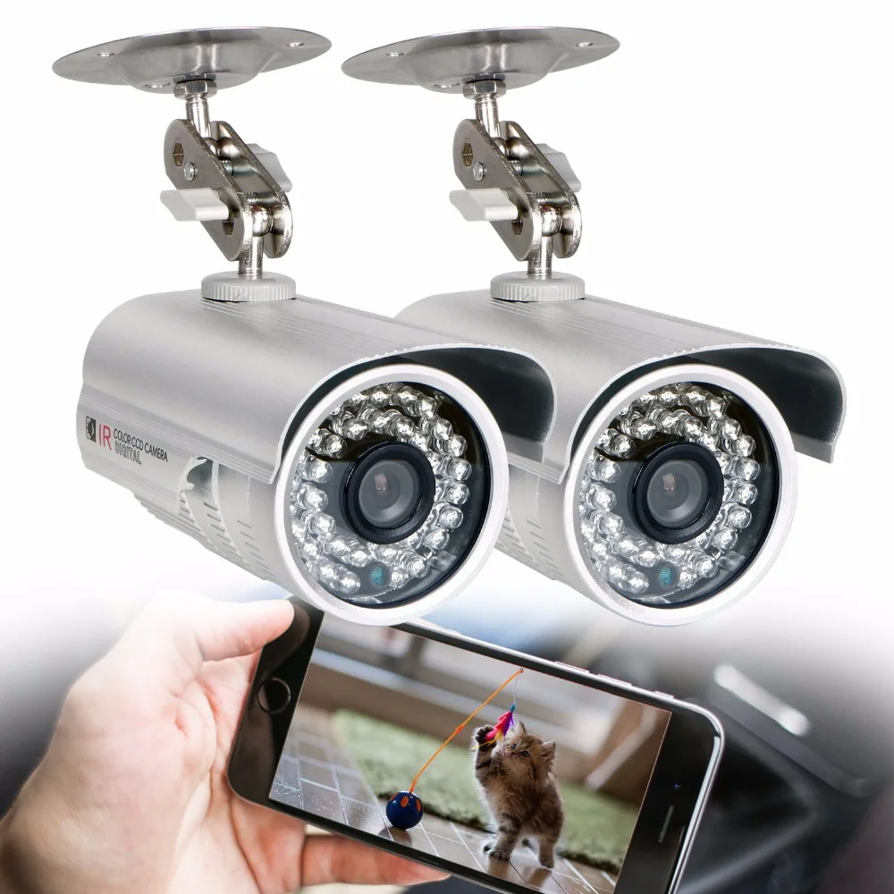 2pcs 1000TVL High Resolution System Day Night Vision Waterproof Outdoor 2pcs 1000TVL High Resolution System Day Night Vision Waterproof Outdoor