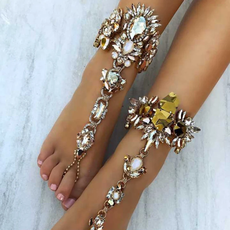 Best Lady 1 Piece Sexy Summer Statement Jewelry Hot Sale Bohemian Crystal Anklets Bracelets Leg