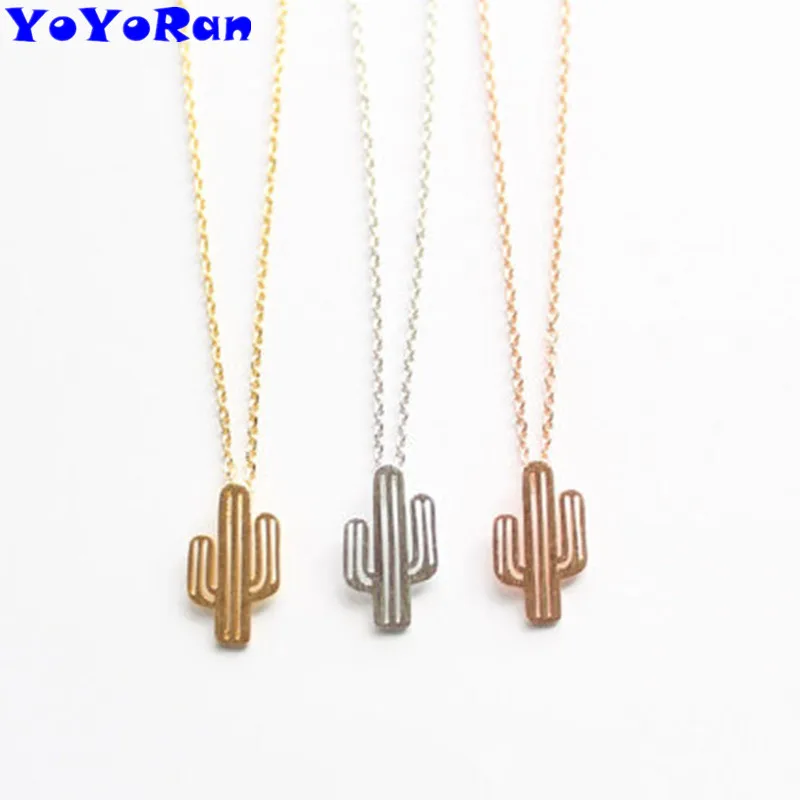 11piece Cactus Plated Pendant Necklace Rose Gold Silver Cacti Charm ...