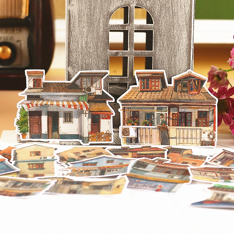 15pcs-Creative-Cute-Kawaii-Self-made-Retro-House-Scrapbooking-Stickers ...