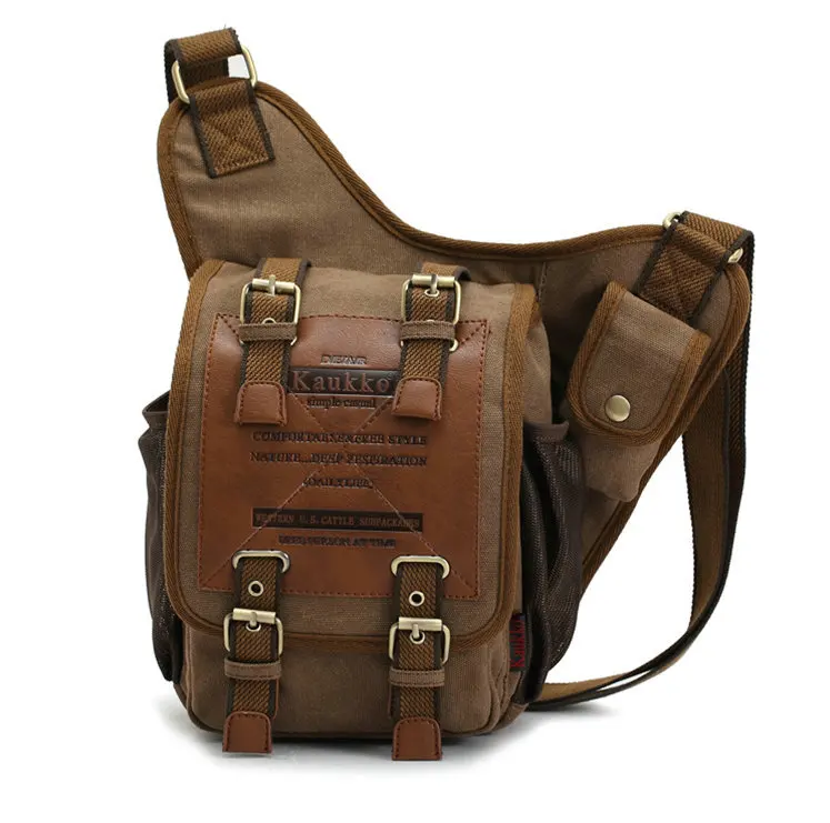 Top Quality Vintage Khaki Cotton Canvas Men Messenger Bag Travel Bags ...