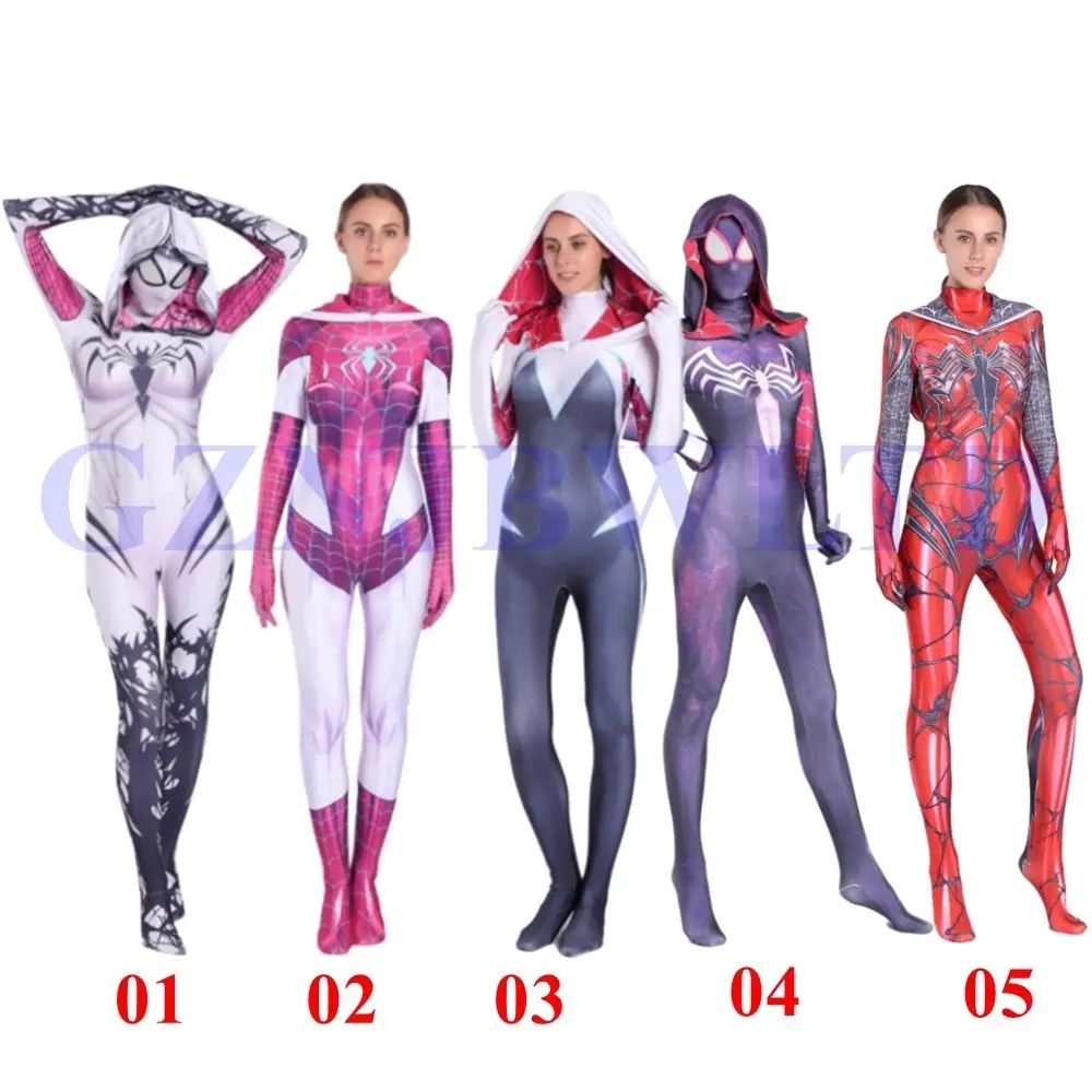 Women Girls Venom Spider Gwen Stacy Cosplay Costume Spiderman Hoodie