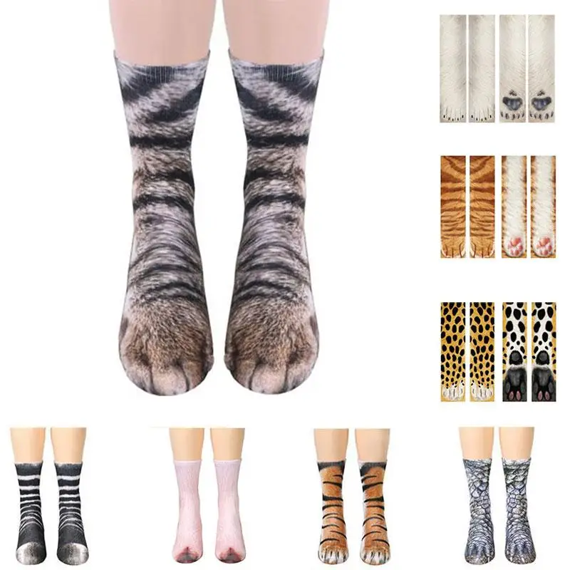Animal Feet Socks Men Women Crazy Novelty Animal Paw Crew Funny Socks ...