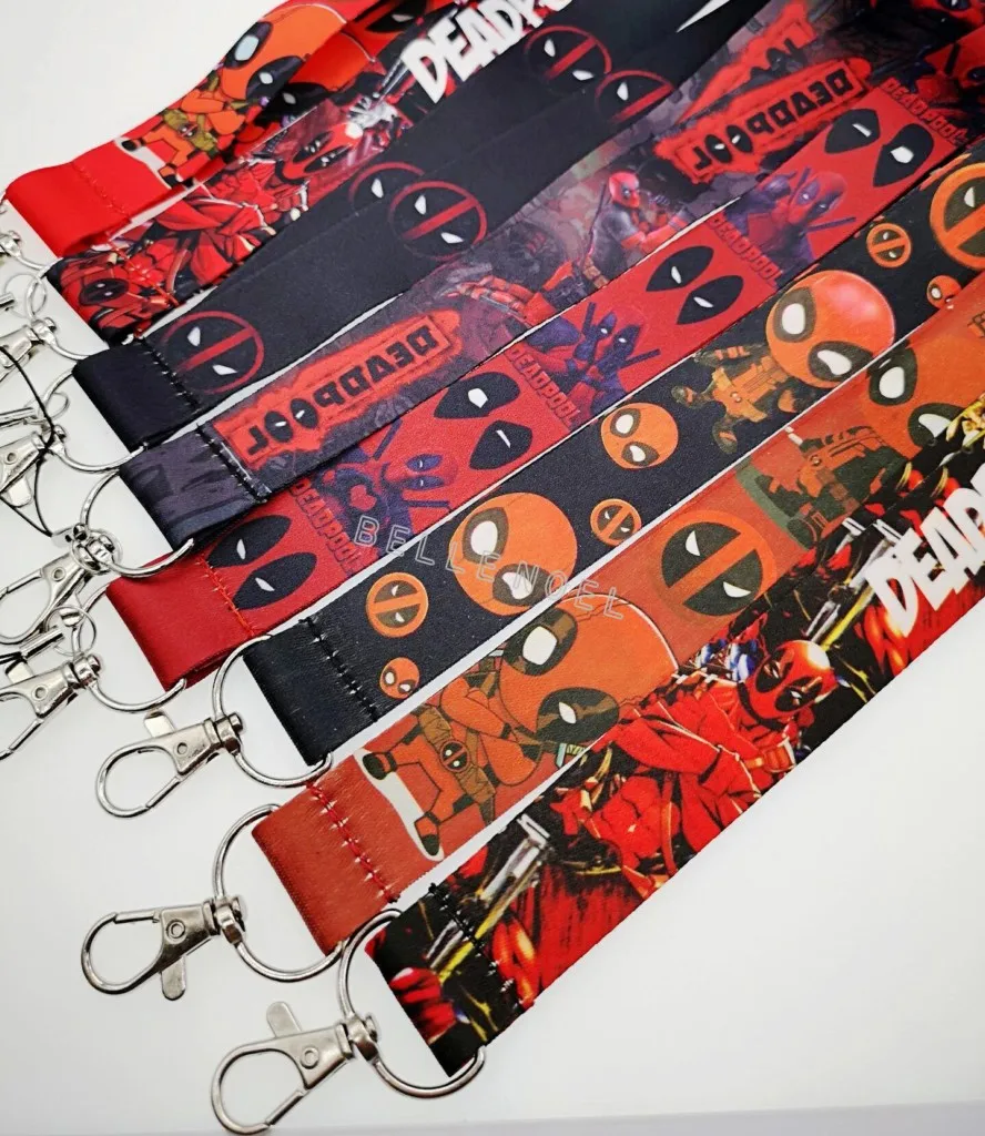 10 pcs cartoon Deadpool Straps Lanyard ID Badge Holders Neck Keychains ...