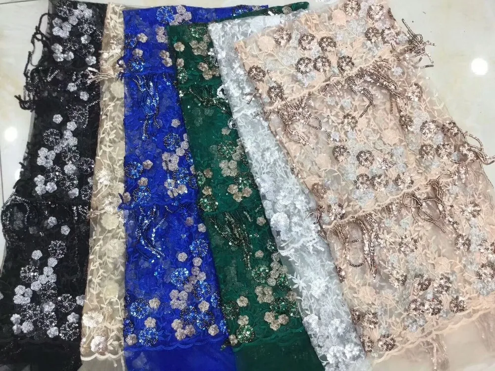 Polychromatic African French Lace Fabric For Evening Party Dress ...