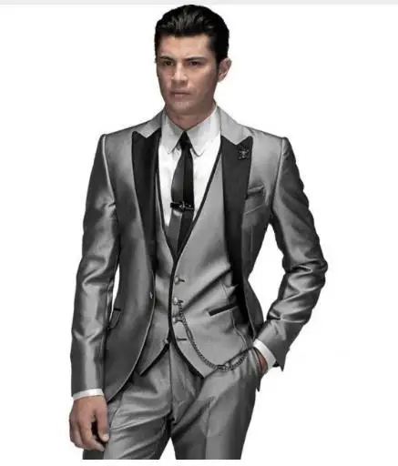 2017 Charcoal Mens Tuxedo Jacket Groom Tuxedos Wedding Tuxedos Suits