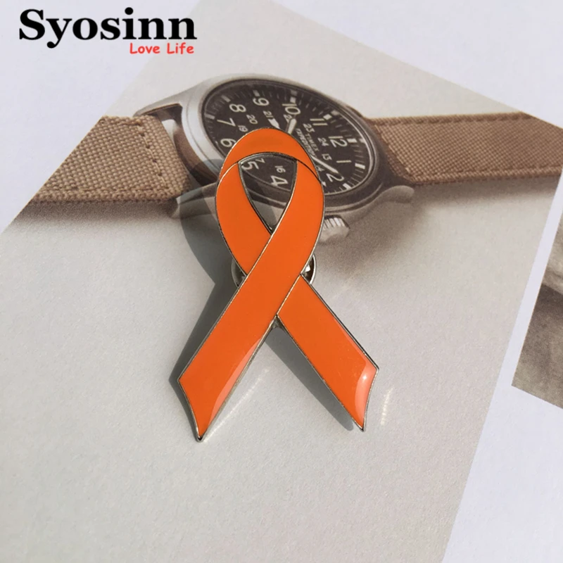 PBR020-5-8-H-1-W-Enamel-Orange-Ribbon-Awareness-Lapel-Brooch-Pin-For ...
