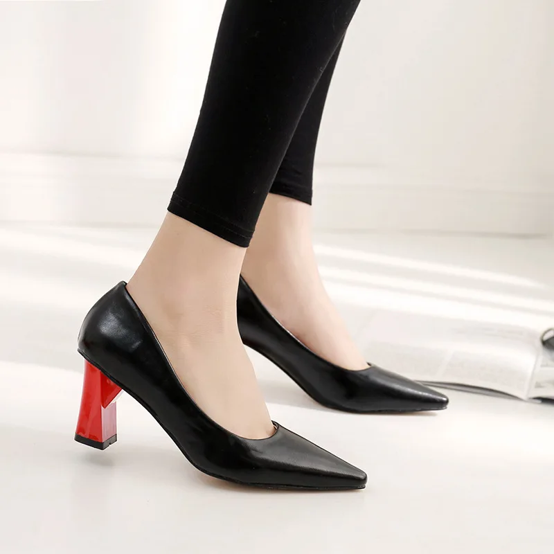 RUIDNEG office lady pumps high heel career pointed toe slip on fashion ...