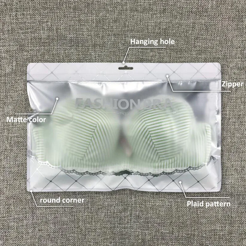 100 Pcs High Grade Frosted Plastic Bra Underwear Packaging Bag with Zip ...