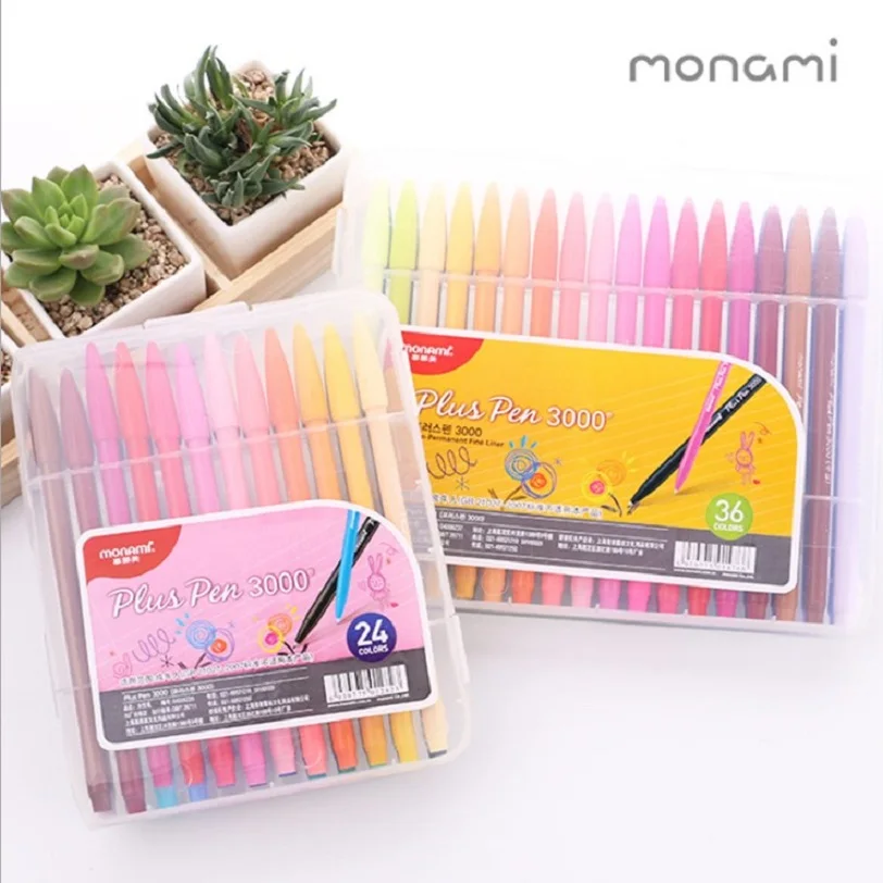 Monami 24/36 colors water color pens 0.4mm Fiber nib hook line pen ...