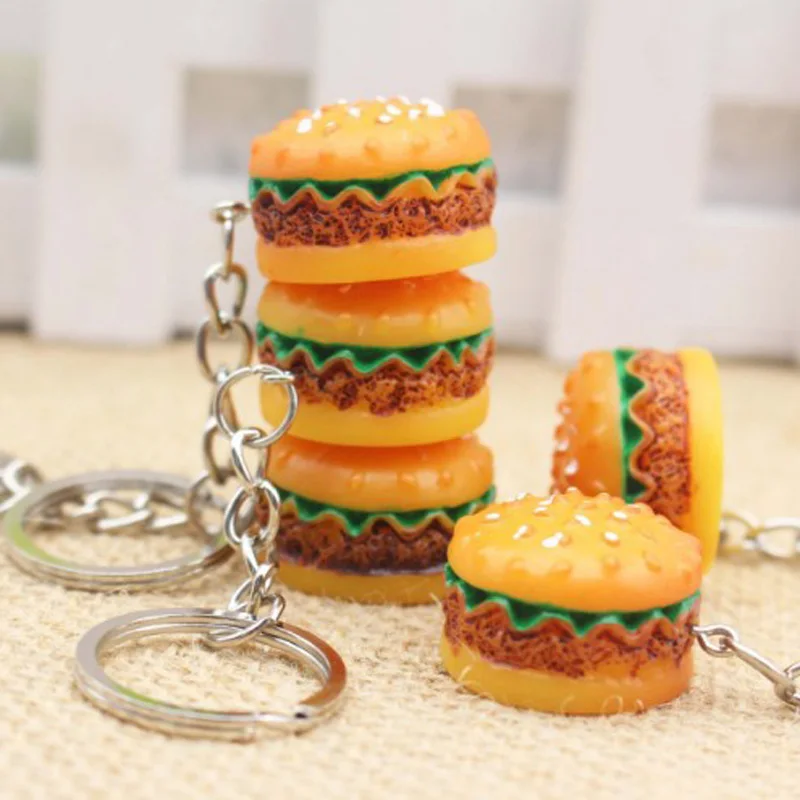 Hamburger Cute Keychain Simulation Food Hamburger Pendants Keyring ...