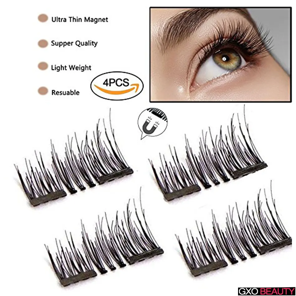 GXO BEAUTY New 3D Magnetic False Eyelash Easy Wear Double Magnet Half ...