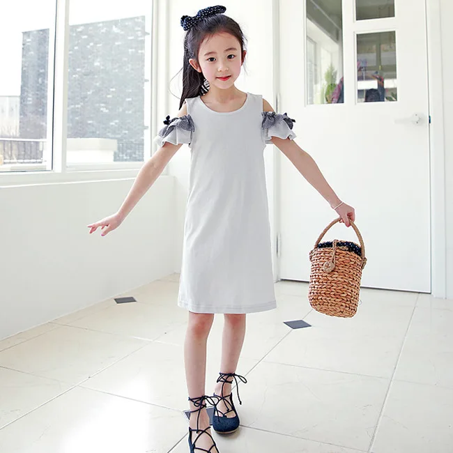 2018 Fashion Girls Off Shoulder Dress Summer Baby Kids Clothes Children ...