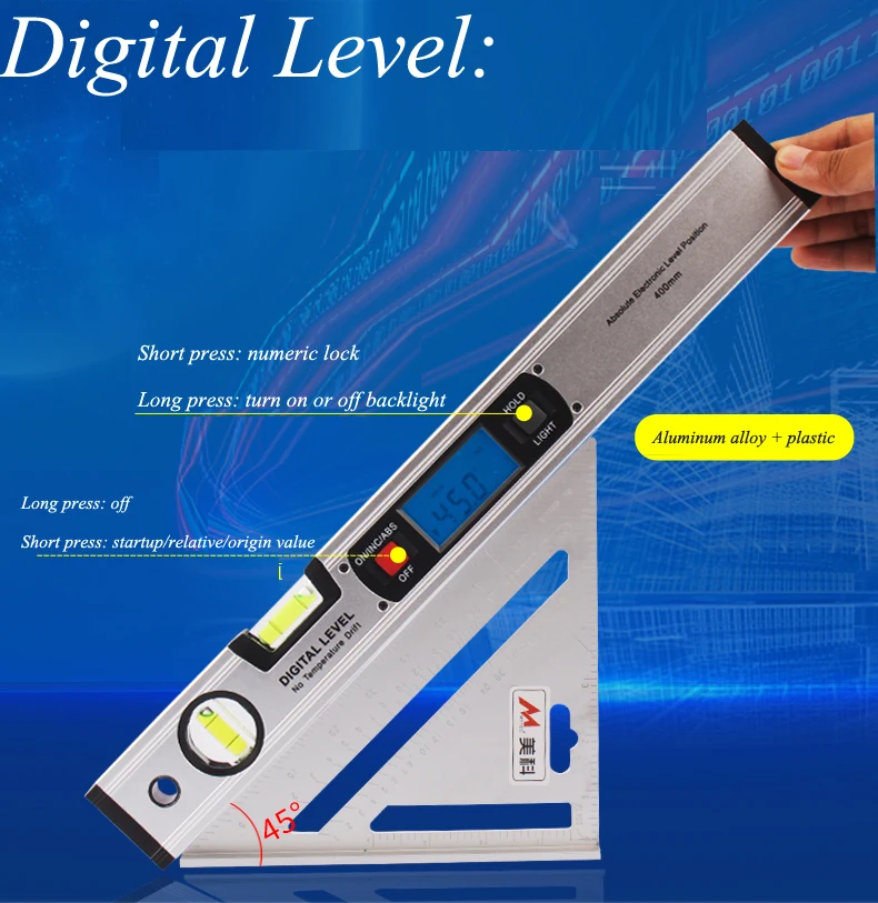 Electronic Digital Display Level Gauge Measuring Instrument Aluminum ...