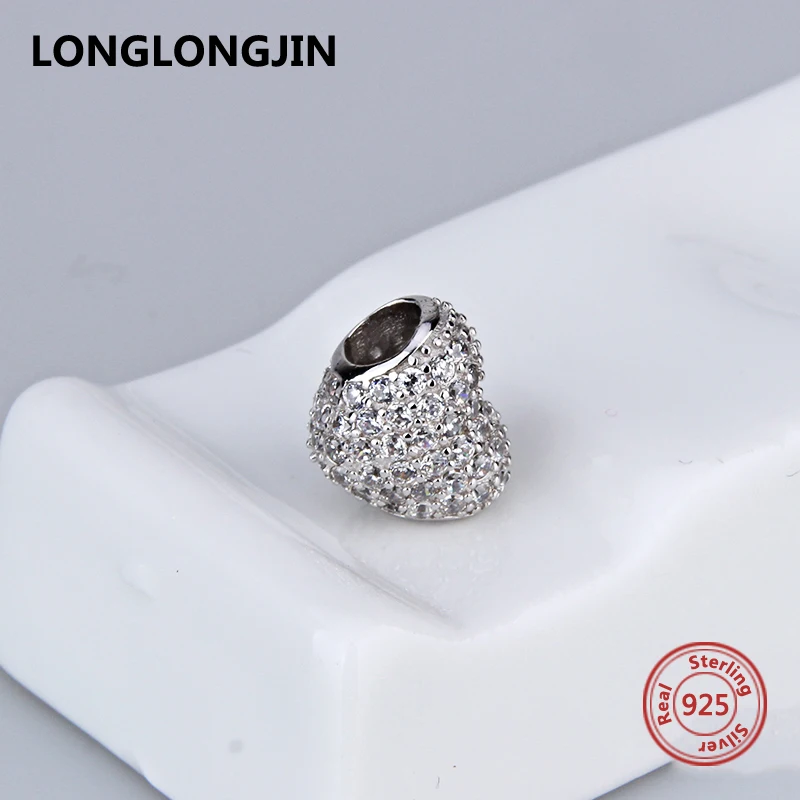 럭셔리 100% 스털링 실버 925 클리어 CZ 심장 매력 구슬 원래 판도라 팔찌 DIY 구슬 보석 만드는|beads beads|beads silver 925beads ...