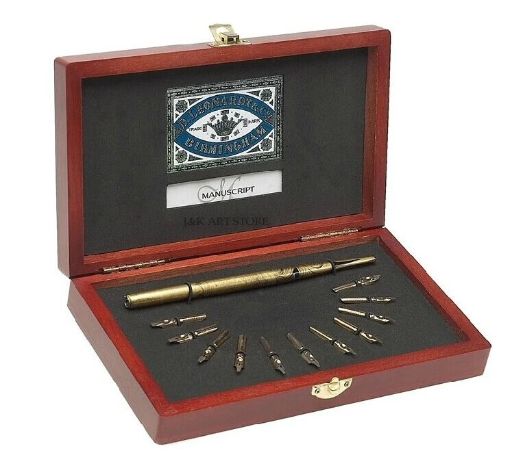 Manuscript calligraphy pen gift set, contains 11 pen nibs and 1 pen ...