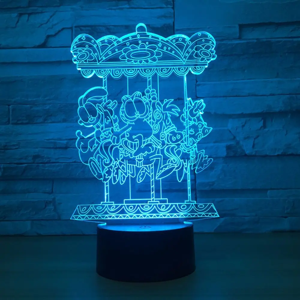 3d Stereo Lights Carousel Creative Decoration Led Personality Lamp ...
