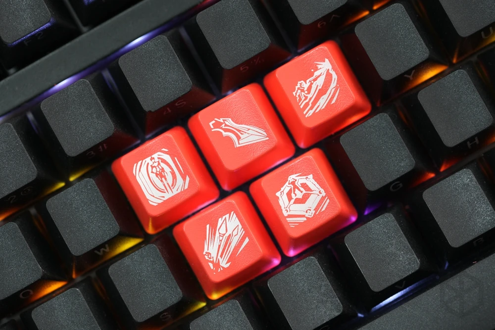 Novelty Shine Through Keycaps ABS Etched, Shine-Through lol black red ...