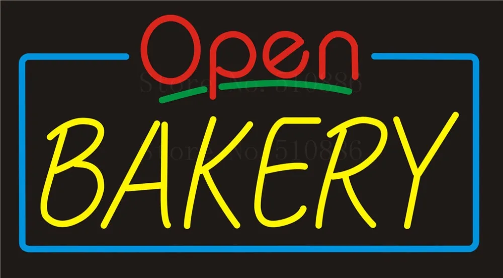 NEON-Sign-Board-For-Food-Bakery-Open-Bagels-Real-GLASS-Tube-Restaurant ...